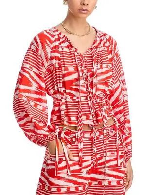 CONIGLIO PALM BEACH Oleander Blouse - Ikat Stripe Currant