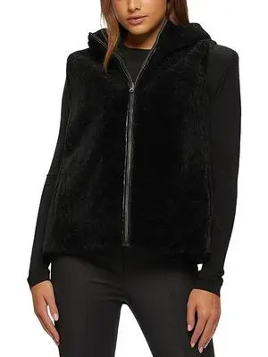 Gorski Shearling Lamb Zip Vest - Black/black