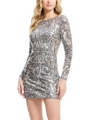 Dress The Population Stassi Sequin Mini Dress - Silver Multi