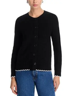 Bloomingdale'S Crewneck Cardigan Sweater - Black/ivory