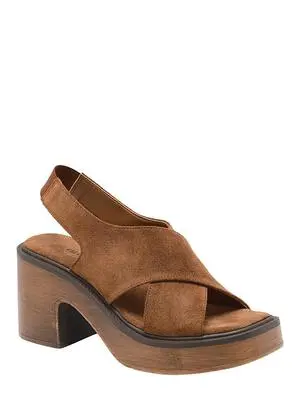 Free People Cora Platform Clog Sandals - Cognac Suede