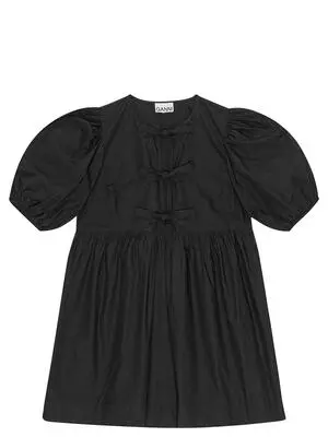 GANNI Short Cotton Dress - Black