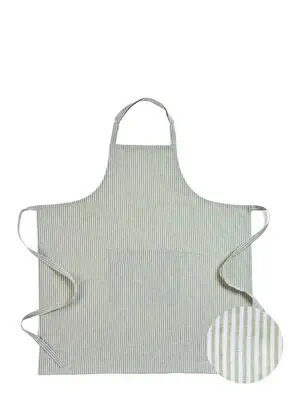 SOLINO HOME Linen Midi Apron - Avocado And White