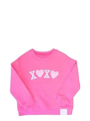 BITS & BOWS Hearts Xo Valentine's Day Sweatshirt - Hot Pink