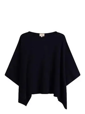Gobi Cashmere Boat Neck Cashmere Poncho - Navy Blazer