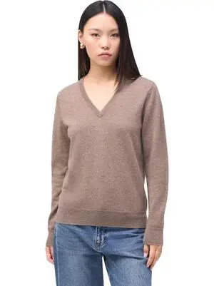 Gobi Cashmere Cashmere V-Neck Sweater Taupe