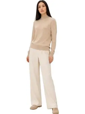 Gobi Cashmere Timeless Cashmere Mock Neck Sweater - Beige