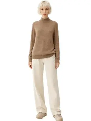 Gobi Cashmere Timeless Cashmere Mock Neck Sweater - Taupe