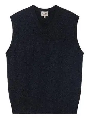 Gobi Cashmere Cashmere V-Neck Vest Charcoal