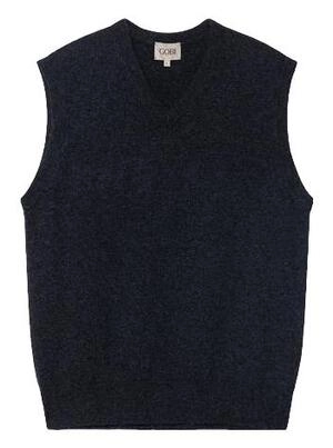Gobi Cashmere Cashmere V-Neck Vest Charcoal