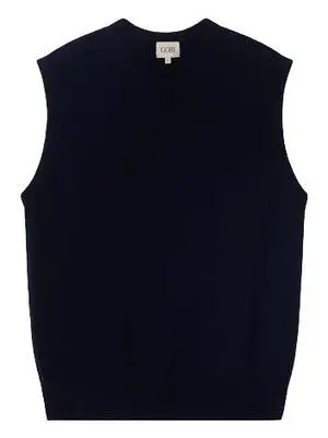 Gobi Cashmere Cashmere V-Neck Vest Navy Blazer