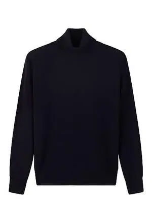 Gobi Cashmere Timeless Cashmere Turtleneck Sweater - Navy Blazer