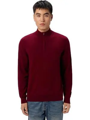 Gobi Cashmere Half-Zip Cashmere Sweater Bordeaux