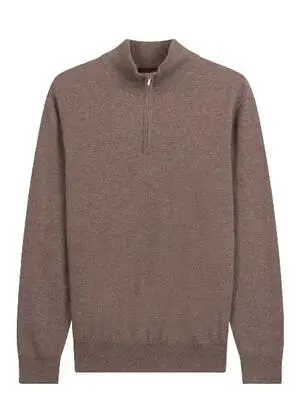 Gobi Cashmere Half-Zip Cashmere Sweater Taupe