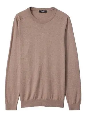 Gobi Cashmere Crewneck Sweater In Cotton, Silk, And Cashmere Blend - Timber Wolf