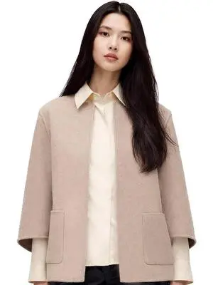 Gobi Cashmere Cashmere Poncho Jacket With Patch Pockets - Taupe