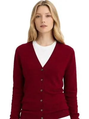 Gobi Cashmere Cashmere V-neck Cardigan - Bordeaux
