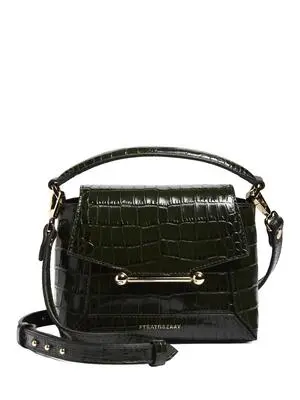 Strathberry Nano Mosaic Croc Embossed Leather Handbag - Forest