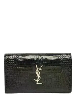 Saint Laurent Kate Crocodile-embossed Leather Clutch Bag - Black