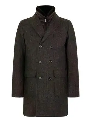MOORER Button Double-breasted Coat - Brown