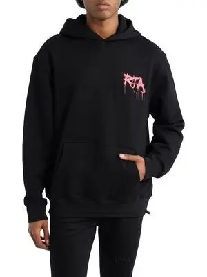 RtA Jordan Graffiti Graphic Cotton Hoodie - Black Graffiti Pink