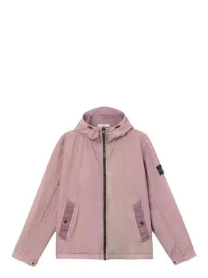 Stone Island Hooded Jacket With Logo Patch - Pink
