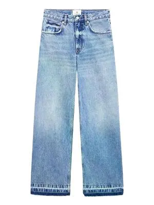 ANINE BING Lewis Frayed Wide-leg Jeans - Blue
