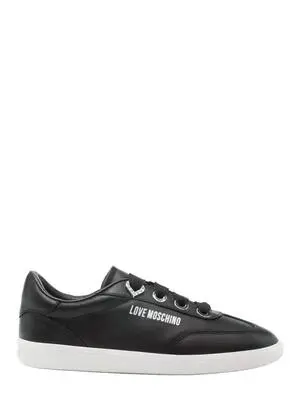 Moschino Logo Leather Sneakers - Black