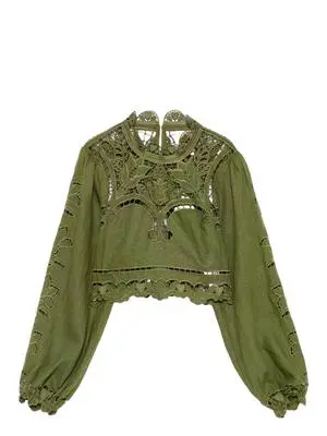 Farm Rio Cut-out Blouse - Green