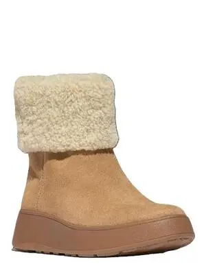 Fitflop Shearling Collar Zip-up Boots - Desert Tan