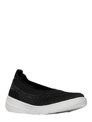 Fitflop Super-q Knit Ballet Flats - Black/silvereen