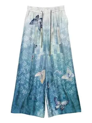 PIERRE-LOUIS MASCIA Butterfly-print Palazzo Pants - Blue