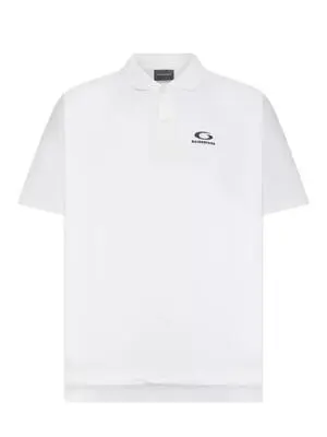 Balenciaga Logo-embroidered Pique Polo Shirt - White