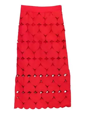 Farm Rio Heart Midi Skirt - Red