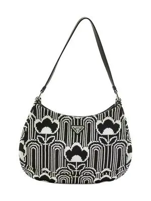 Prada Cleo Jacquard Shoulder Bag - Black