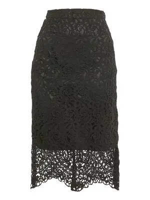 Burberry Lace Midi Pencil Skirt - Black