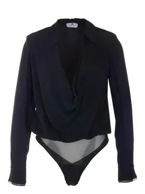Elisabetta Franchi V-neck Collared Bodysuit - Black