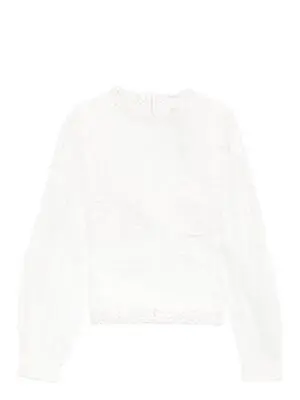 Farm Rio Lace Long-sleeve Blouse - White