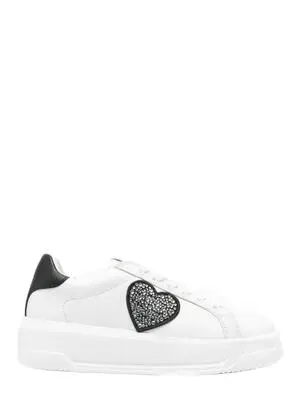 Moschino Heart Detail Platform Sneakers - White
