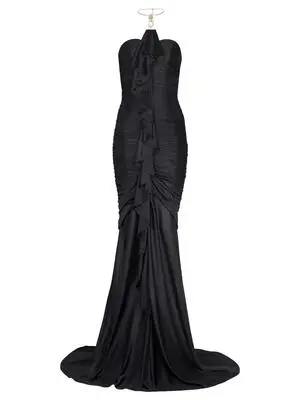 Balmain Draped Bustier Dress - Black