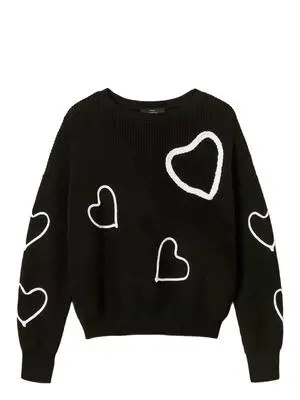 TWINSET Long-sleeve Sweater With Embroidered Hearts - Black