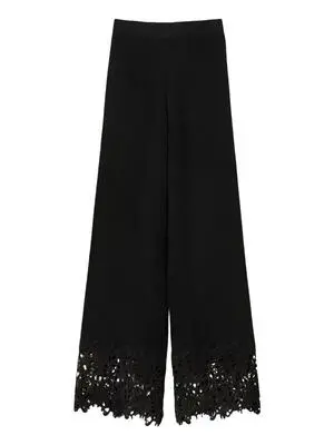 TWINSET Lace-hem Straight Trousers - Black