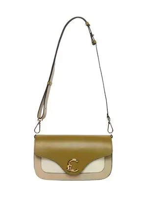 COCCINELLE Leather Flap Shoulder Bag With Charm Detail - Green