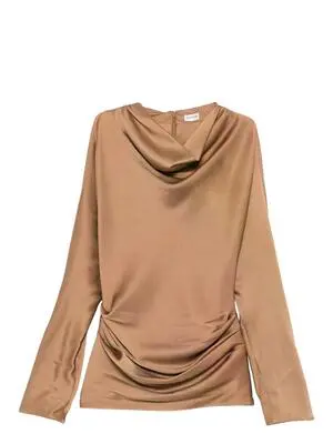Simkhai Victoria Draped Cowl-neck Top - Brown