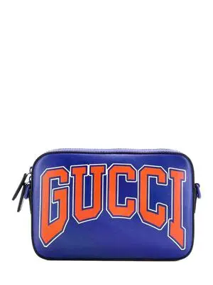Gucci Ny Dragons Printed Leather Camera Bag - Blue