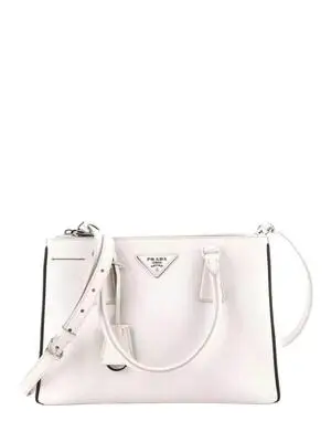 Prada Galleria Double Zip Saffiano Leather Small Tote Bag - White