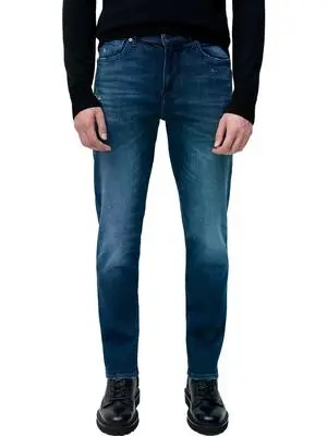 BOSS Distressed Straight-leg Jeans - Blue