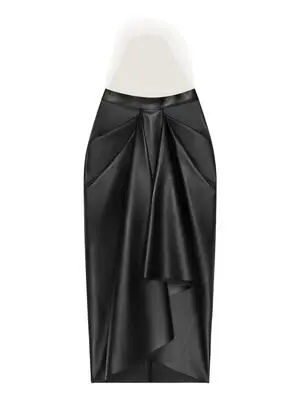 Givenchy Draped Nappa Leather Midi Skirt - Black