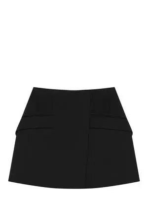 Givenchy Mini Skirt In Grain De Poudre Wool - Black