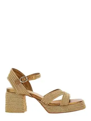 CastaÑer Vallita Woven Ankle-strap Sandals - Gold